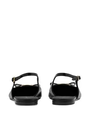 FERRAGAMO Zelmy Calf Leather Flat Slingback Shoes - Black