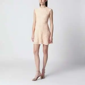 ROTATE BY BIRGER CHRISTENSEN Vanilla-colored Mini Dress With Floral Appliques - Pink