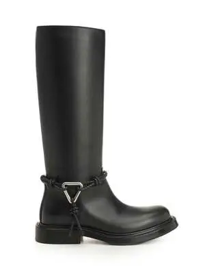 Bottega Veneta Leather Over-the-knee Boots With Metal Detail - Black