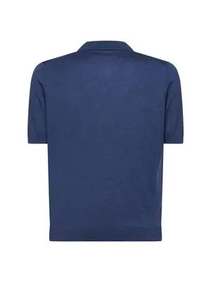 Tagliatore Navy Blue Silk Knit Polo Shirt - Multicolor