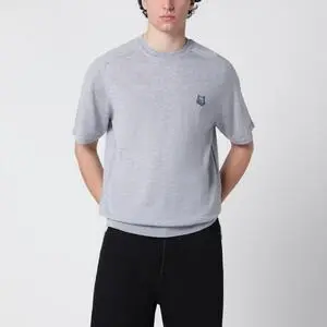Maison Kitsuné Grey Melange Fox Head Wool Sweater - Gray