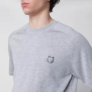 Maison Kitsuné Grey Melange Fox Head Wool Sweater - Gray