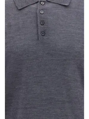 GOLDEN GOOSE Virgin Wool Polo Shirt - Gray