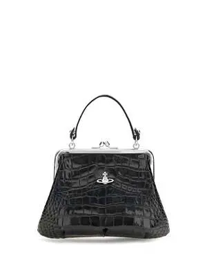 VIVIENNE WESTWOOD Granny Frame Crocodile Effect Handbag - Black