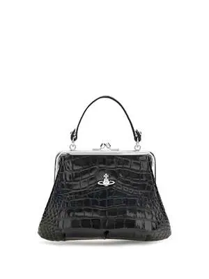 VIVIENNE WESTWOOD Granny Frame Crocodile Effect Handbag - Black