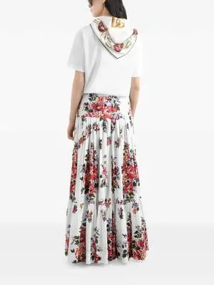 Dolce & Gabbana Embroidered Cotton T-shirt With Scarf Detail - White