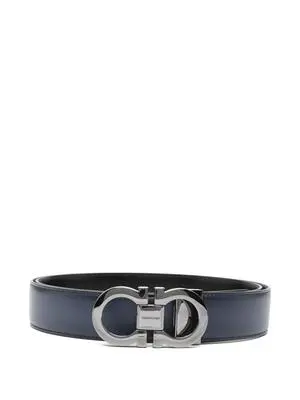 FERRAGAMO FERRAGAMO Gancini Leather Belt Gray
