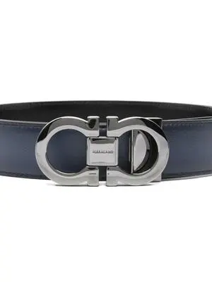 FERRAGAMO Gancini Leather Belt - Gray