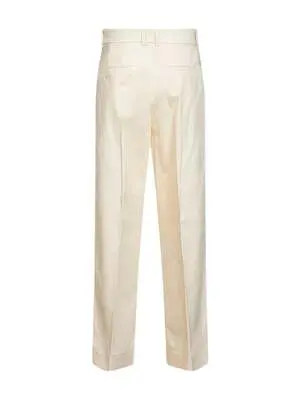 Moncler Natural Cotton Gabardine Wide-leg Tailored Trousers - Multicolor