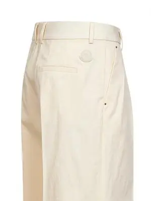 Moncler Natural Cotton Gabardine Wide-leg Tailored Trousers - Multicolor