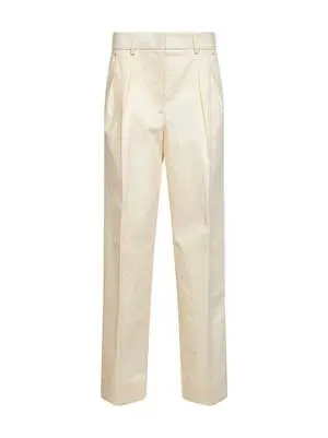 Moncler Cotton Gabardine Wide-leg Tailored Trousers - Multicolor
