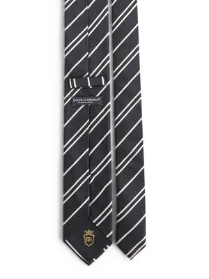 Dolce & Gabbana Black Striped Jacquard Silk Martini Tie