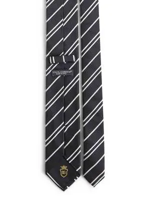 Dolce & Gabbana Black Striped Jacquard Silk Martini Tie - Multicolor