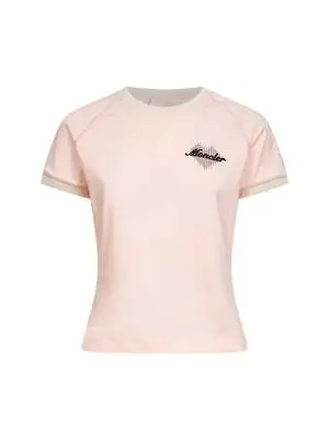 Moncler Light Pink Stretch Jersey Logo And Heart T-shirt - Multicolor