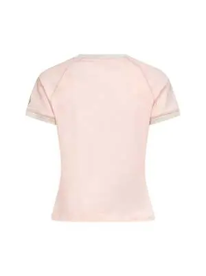 Moncler Light Pink Stretch Jersey Logo And Heart T-shirt - Multicolor
