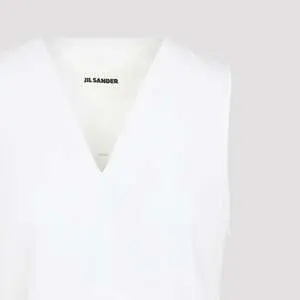JIL SANDER Sleeveless A-line Pleated Top - White