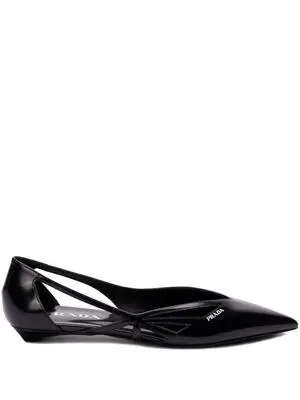 Prada Brushed Leather Ballerinas - Black