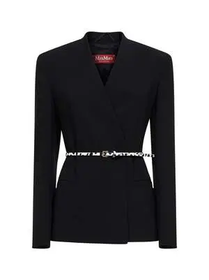 Max Mara Black Cady Mstquinoa Belted Jacket - Multicolor