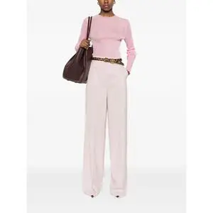 Max Mara Silk Straight Trousers - Pink