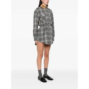 Miu Miu Flannel Mini Dress - Gray