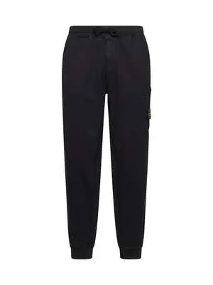 Stone Island Black Organic Cotton Fleece Cargo Joggers - Multicolor