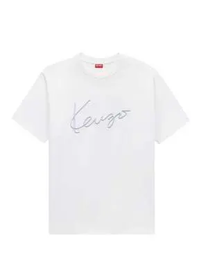 Kenzo Signature` Embroidered Cotton T-shirt - White