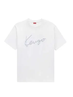 Kenzo Signature` Embroidered Cotton T-shirt - White