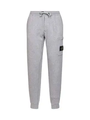 Stone Island Grey Mélange Organic Cotton Fleece Joggers - Multicolor