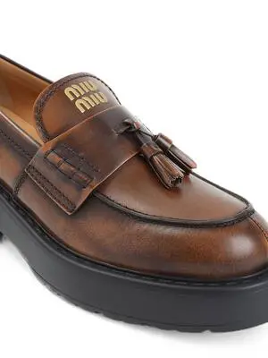 Miu Miu Leather Loafers - Brown