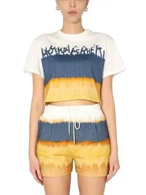 Alberta Ferretti Cropped Printed T-shirt - Yellow