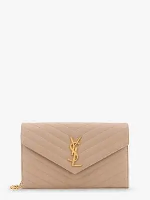 Saint Laurent Leather Crossbody Bag With Metal Cassandre Logo - Multicolor