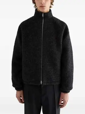JIL SANDER Zip-up Wool-blend Fleece Sweater - Gray