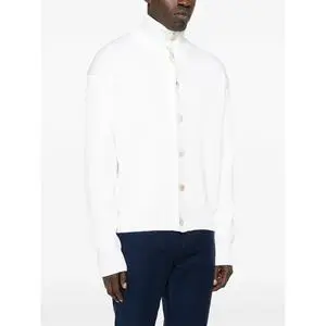 TOM FORD Ribbed Knit High Neck Cardigan - White
