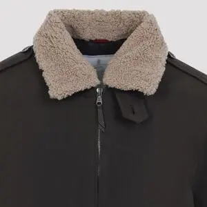 Brunello Cucinelli Shearling Collar Jacket - Brown