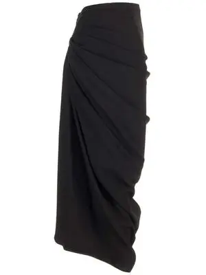 Dries Van Noten Wool Jersey Midi Skirt