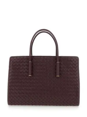 Bottega Veneta Barbara' Bordeaux Shoulder Bag Small With Two Top Handles And Intrecciato Motif In Leather For - Multicolor