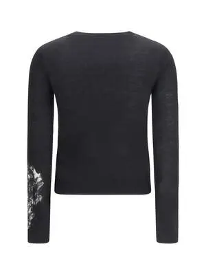 Max Mara Wool Sweater With Lace Inserts - Black