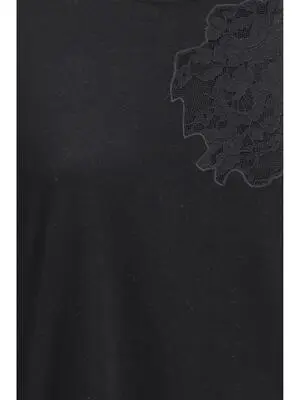 Max Mara Wool Sweater With Lace Inserts - Black