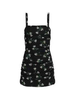 Dolce & Gabbana Floral Print Ruffled Dress - Black