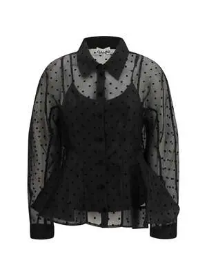GANNI Polka Dot Organza Shirt - Black