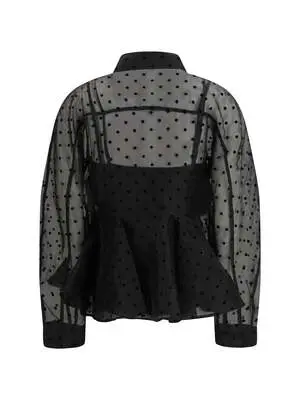 GANNI Polka Dot Organza Shirt - Black