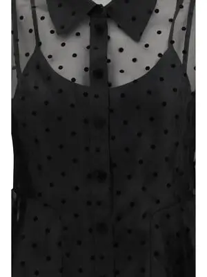 GANNI Polka Dot Organza Shirt - Black
