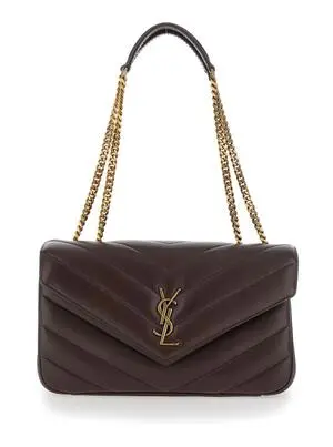 Saint Laurent Loulou' Brown Crossbody Bag With Chain Strap And Cassandre Plaque On The Front In Quilted Leather For - Multicolor