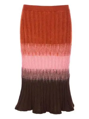 Fendi Gradient Mohair And Wool High-waisted Midi Skirt - Multicolor