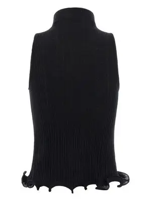 Fendi High Neck Fitted Sleeveless Top With Ruffles
