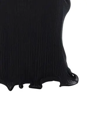 Fendi High Neck Fitted Sleeveless Top With Ruffles - Black
