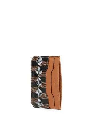 AU DEPART Printed Leather Card Holder
