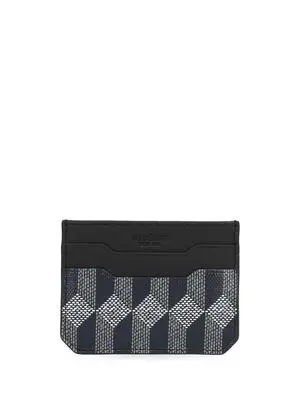 AU DEPART Printed Leather Card Holder - Blue