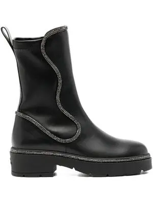 Rene Caovilla Leather Bootie - Black