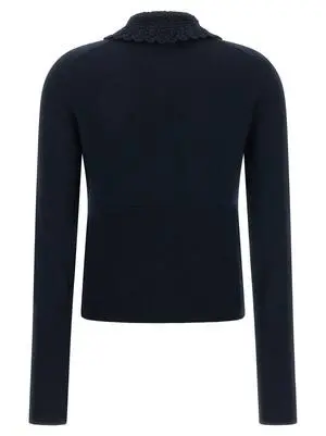 Chloé Wool Collared Cardigan - Blue